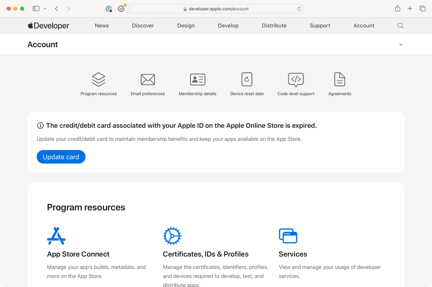 Updating Apple Developer Credit Card on File – tow.com