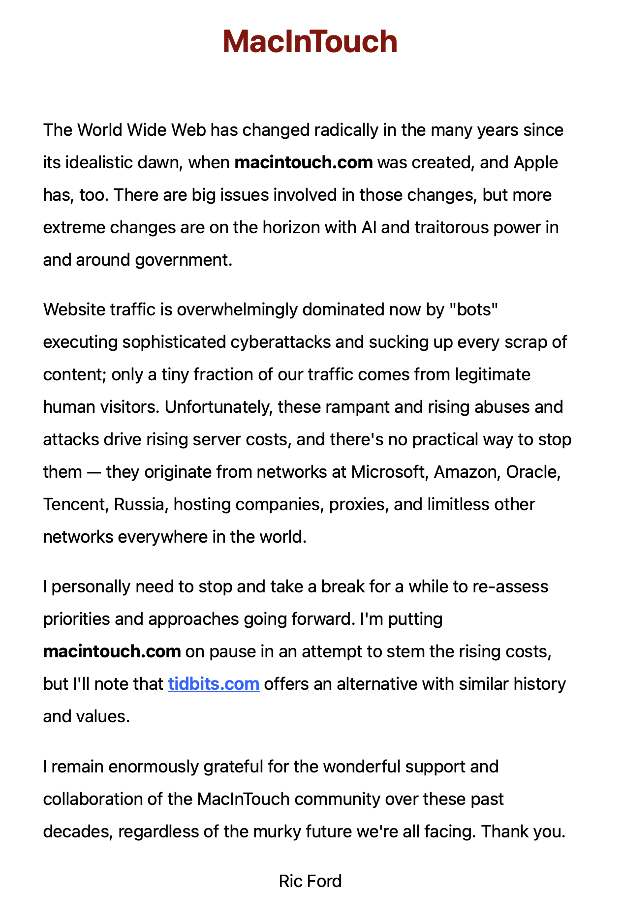 Macintouch on pause, Brent Simmons retires, and WWDC 25 – tow.com