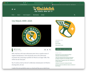 Uni-Watch is shutting down after 26 years. – tow.com